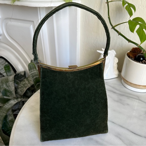Vintage | Bags | Vintage Ingber Art Deco Green Velvet Handbag Retro ...
